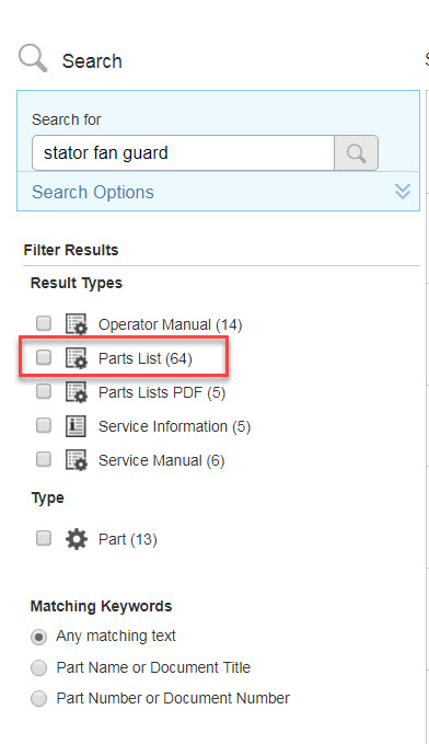 How to Search for a Part on the Service Navigator